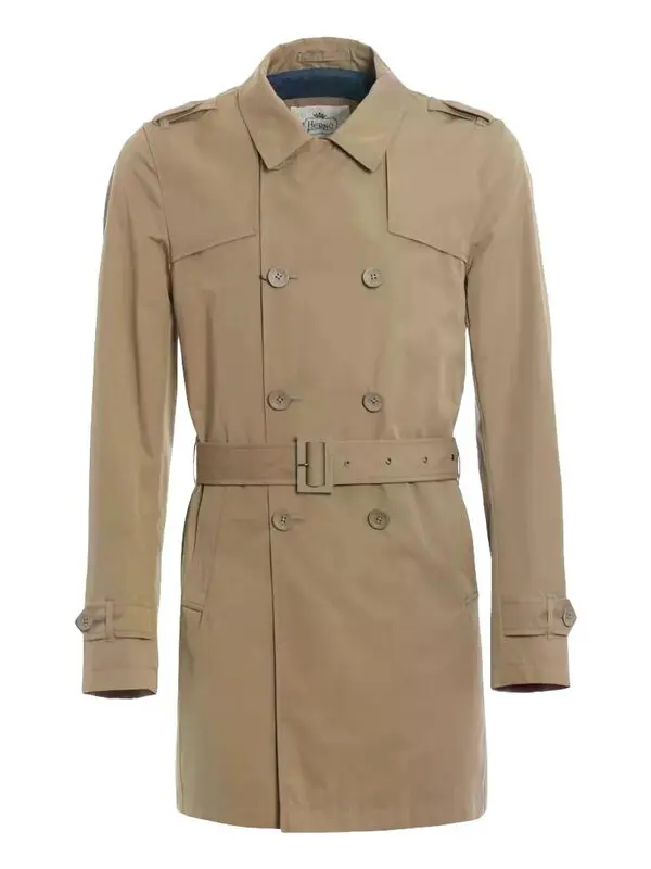 Herno Double-breasted Belted Trench Coat - Brown