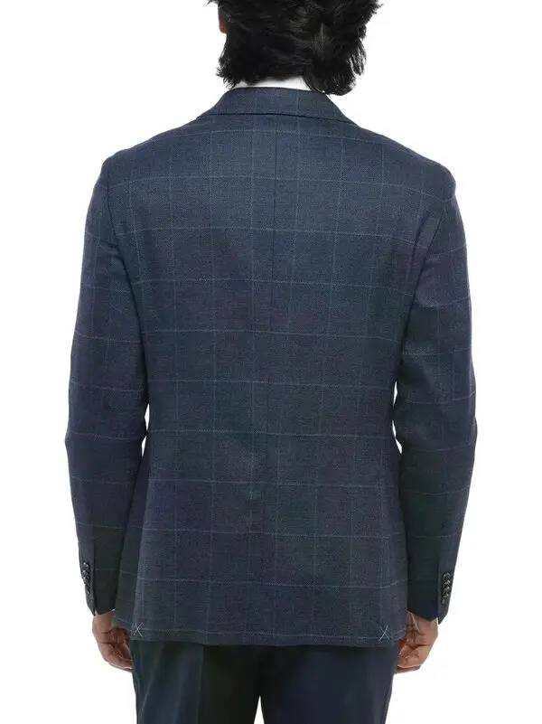 Corneliani Checked Single-breasted Blazer - Blue