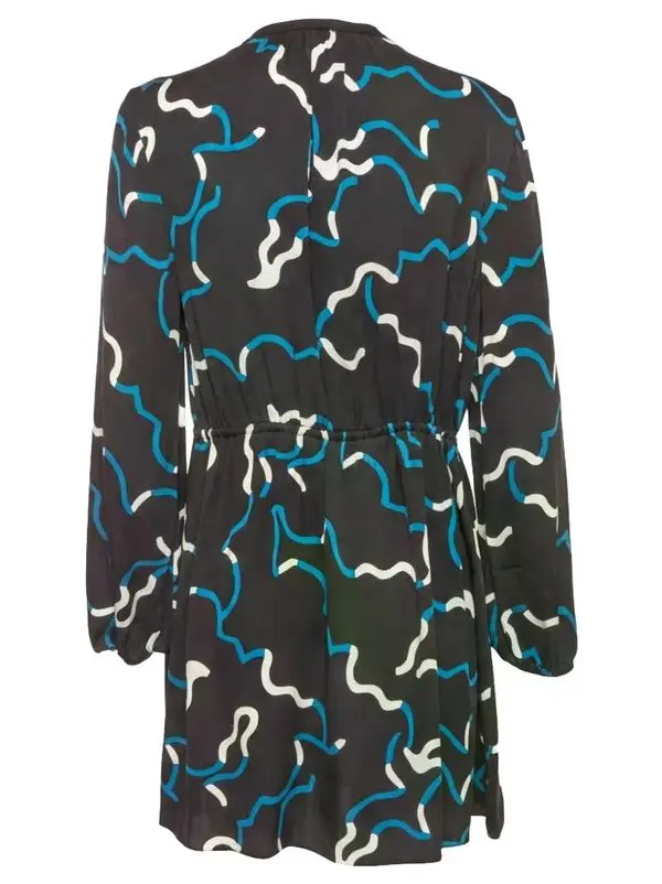 Diane Von Furstenberg Abstract Print Stretch Crepe Mini Dress - Black