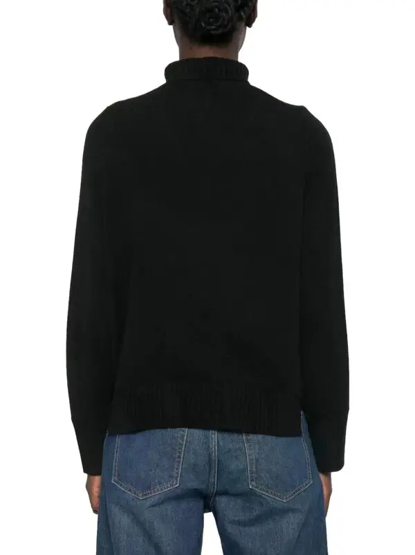 ALLUDE Ribbed-trim Mock Neck Sweater - Black