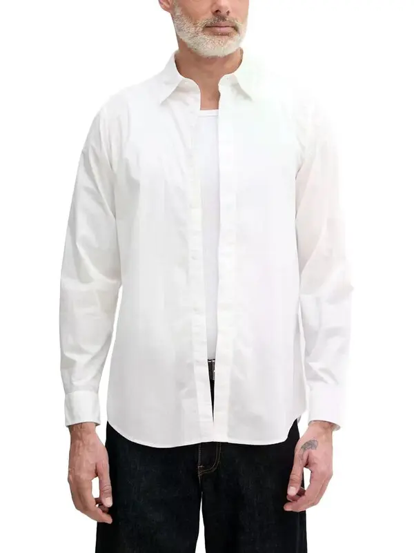 Armani Exchange Logo-embroidered Long-sleeve Shirt - White