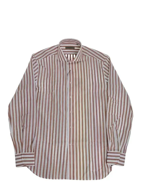 Corneliani Striped French-collar Shirt - Brown