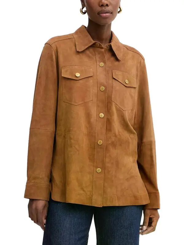 Luisa Spagnoli Suede Button-up Shirt - Brown