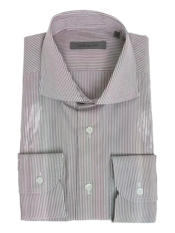 Corneliani Striped French-collar Shirt - White