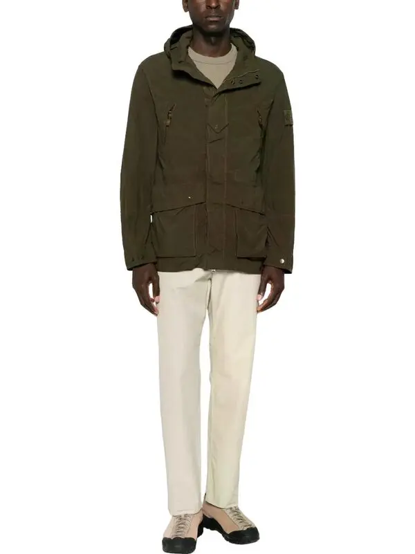 Stone Island Hooded Logo-patch Jacket - Green