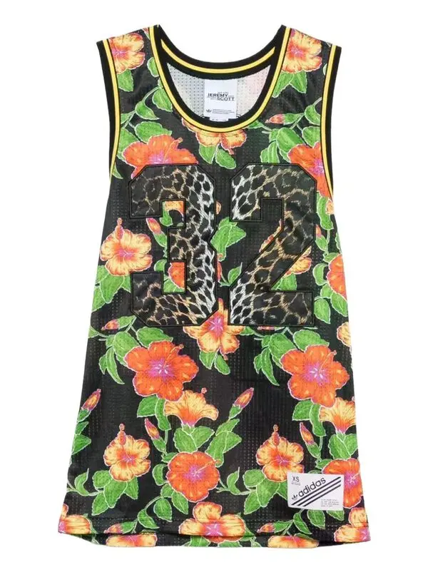 Jeremy Scott X Adidas Floral And Leopard Print Sleeveless Tank Top - Black