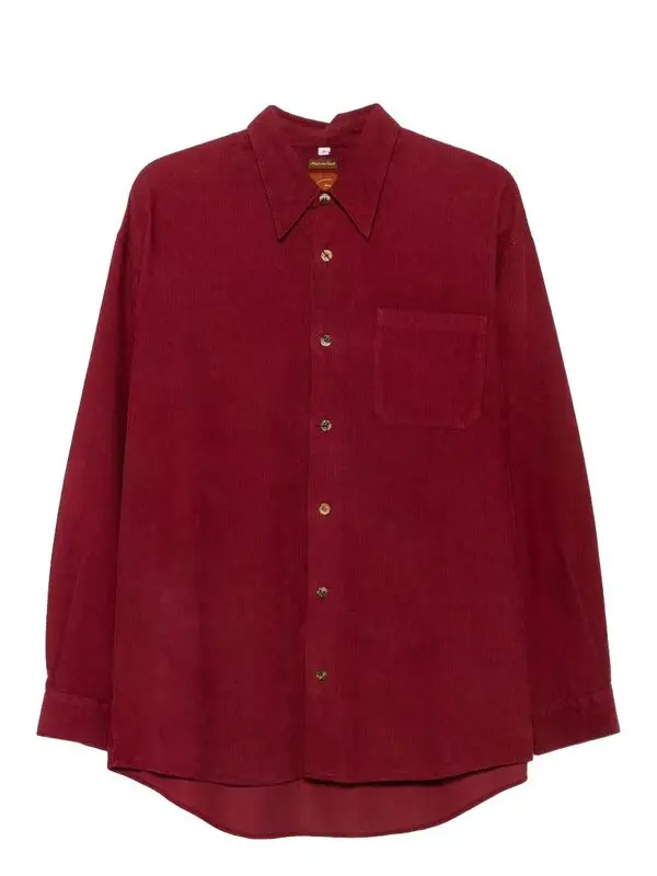 ROMEO GIGLI 2000s Corduroy Chest-pocket Shirt - Red