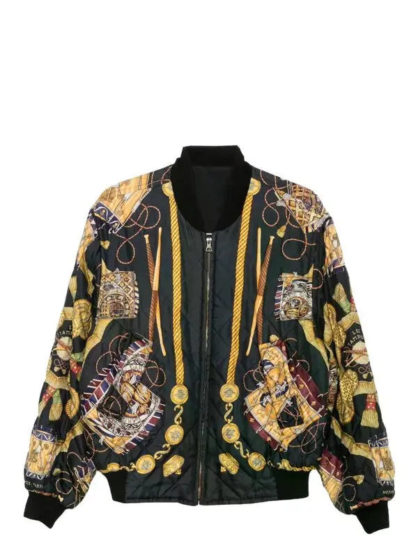 Hermès 1980s Les Tambours Reversible Bomber Jacket - Black