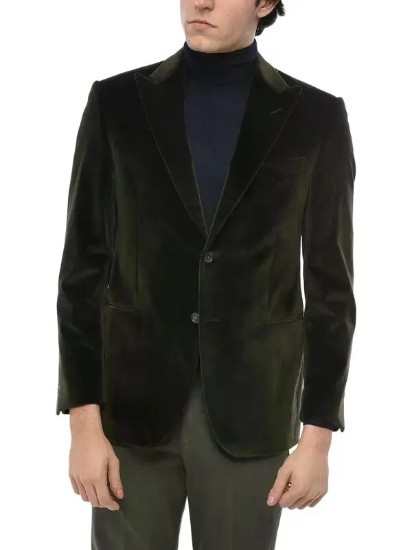 Corneliani Velvet Peak-lapel Jacket - Green
