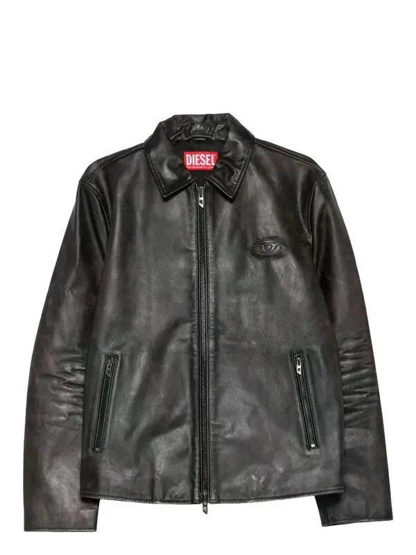 DIESEL® Oval D Leather Jacket - Black