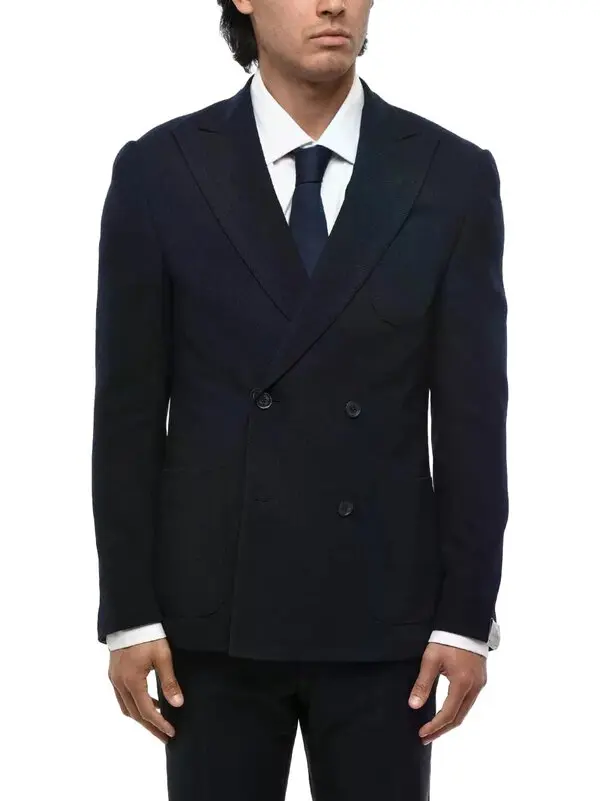 Corneliani Patch-pocket Double-breasted Blazer - Blue