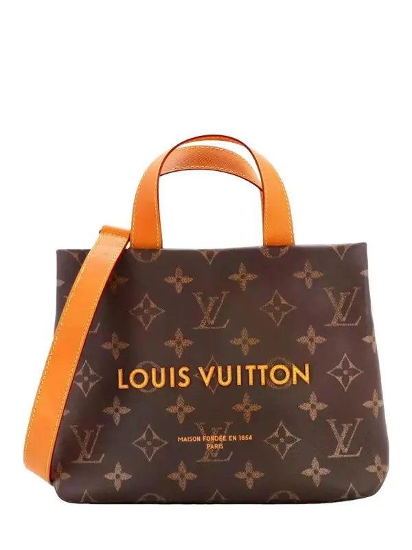 LOUIS VUITTON Monogram Leather Mini Shopper Tote Crossbody Bag - Brown