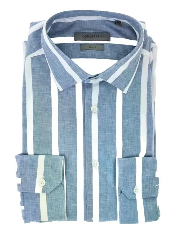 Corneliani Striped Slim-fit Shirt - Blue