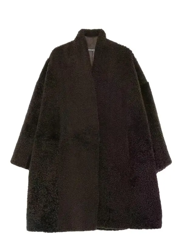 TOM FORD Wavy Lamb Shearling Reversible Cocoon Coat - Brown