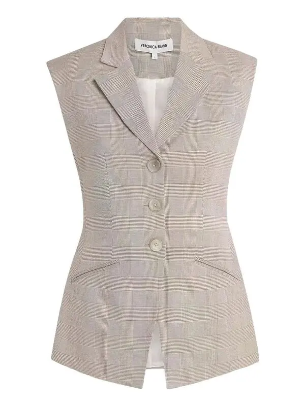 Veronica Beard Sorenne Prince Of Wales Check Waistcoat - Neutrals