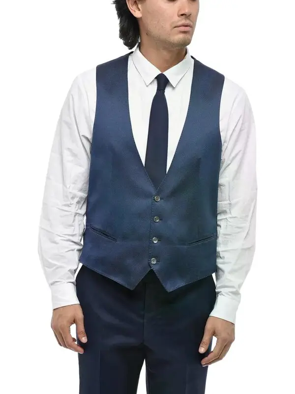 Corneliani Pinpoint Texture Waistcoat - Blue