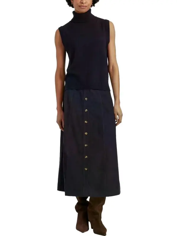 Chinti & Parker Midi Button-front A-line Skirt - Blue