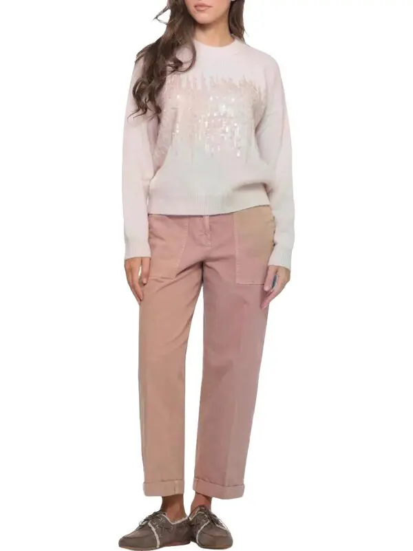 Peserico Embellished Crew Neck Sweater - Pink