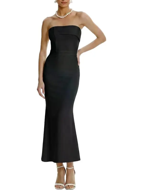 FRAMBOISE Asma Strapless Fitted Waist Maxi Dress - Black