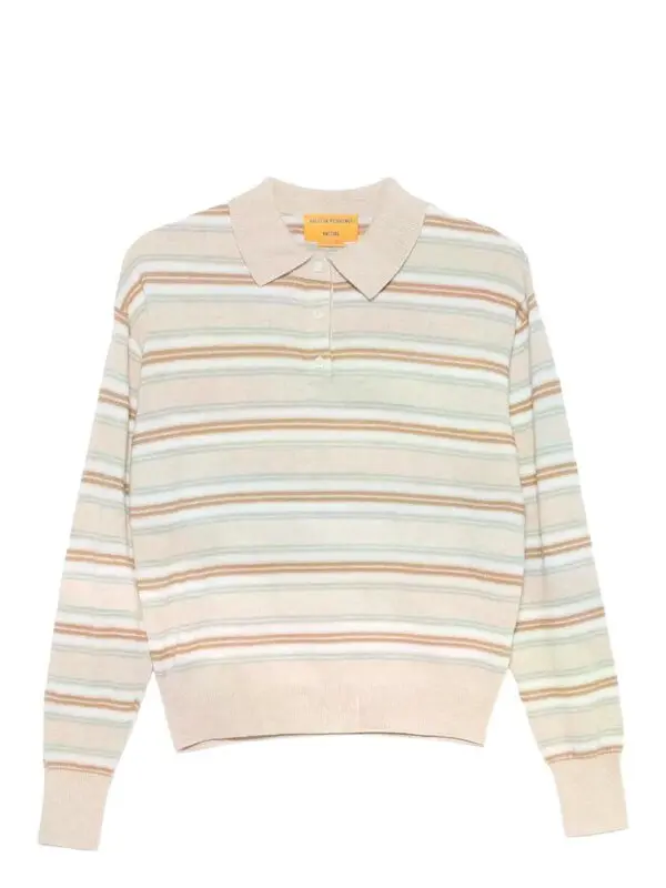 Guest In Residence Long-sleeve Striped Polo Shirt - Neutrals
