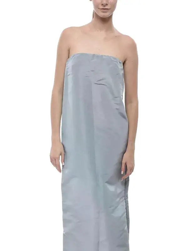 SUPER BLOND Strapless Side-slit Midi Dress - Blue