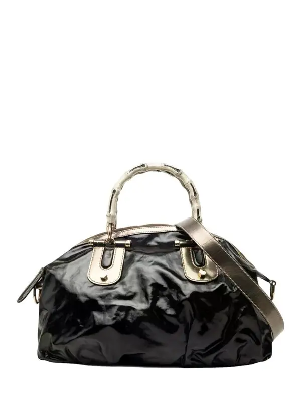 Gucci Coated Canvas Bamboo Dialux Pop Satchel - Black