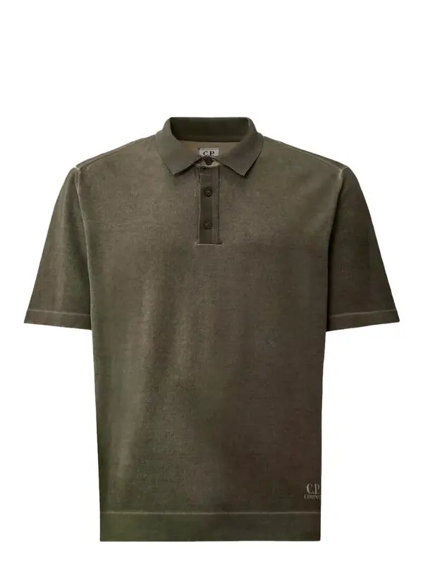 C.P. COMPANY Cotton Crepe Double Dyed Polo Shirt - Green