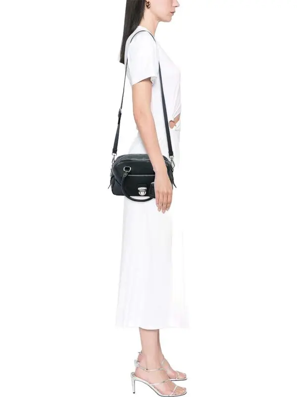 Prada Vitello Daino Front Pocket Boston Bag Satchel - Black