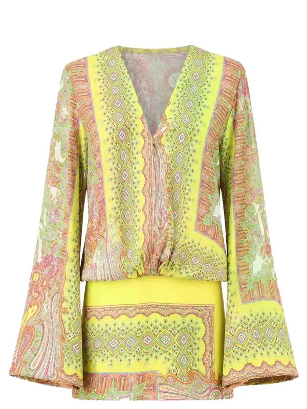 Alexis Marais Mini Paisley-print Dress - Yellow