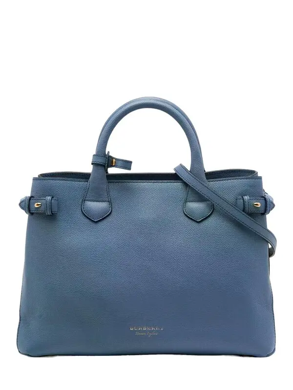 Burberry Leather And House Check Banner Satchel - Blue