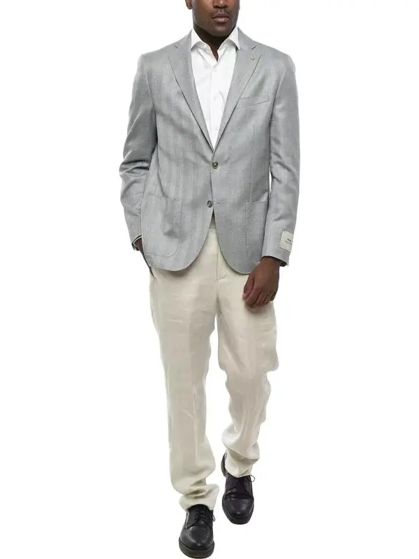 Corneliani Herringbone Single-breasted Blazer - Grey