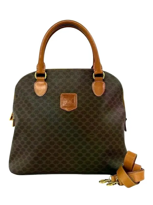 Celine 1996 Macadam Coated Canvas Dome Satchel - Brown