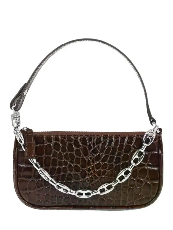 By Far Mini Rachel Crocodile-effect Shoulder Bag - Brown