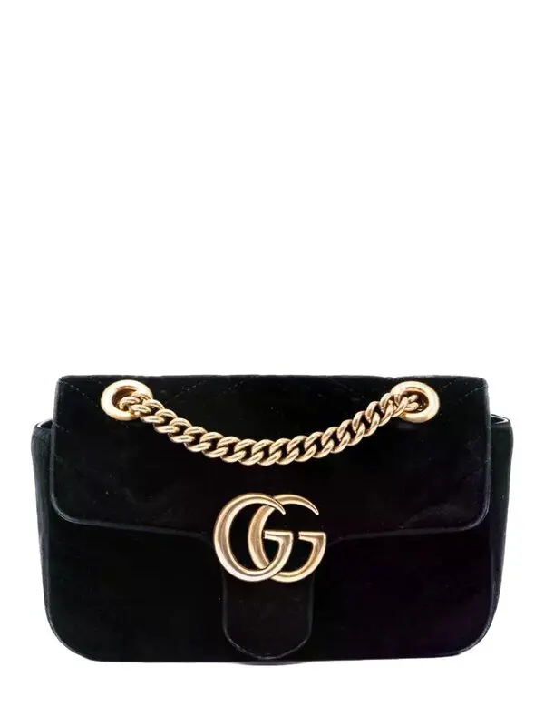 Gucci Gg Marmont Matelasse Velvet Shoulder Bag - Black
