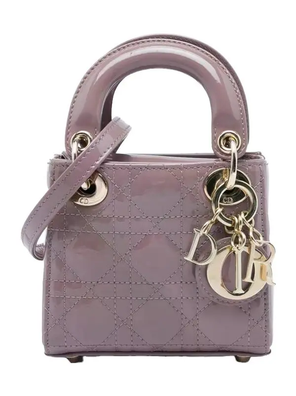 Dior Micro Patent Cannage Lady Satchel - Pink