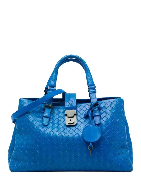 Bottega Veneta Small Nappa Intrecciato Roma Satchel - Blue
