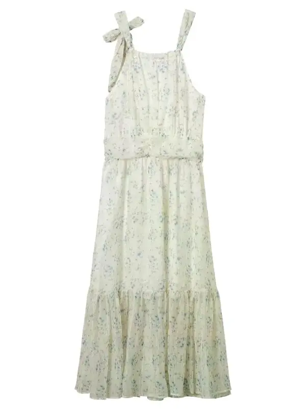 B+AB Floral Print Tiered Midi Dress - Neutrals