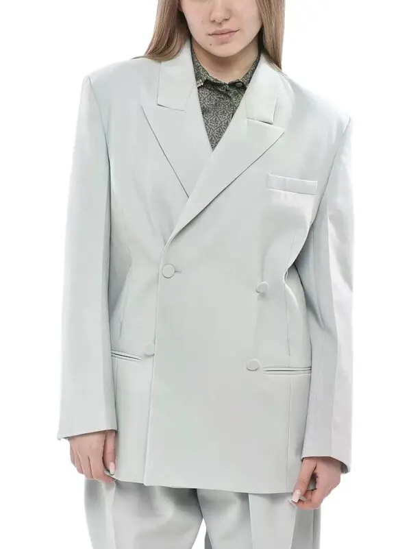 SUPER BLOND Double-breasted Oversized Blazer - Blue