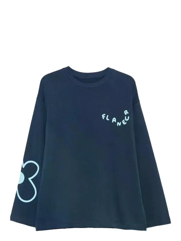 FLANEUR Blossom Logo-print Long-sleeve T-shirt - Blue