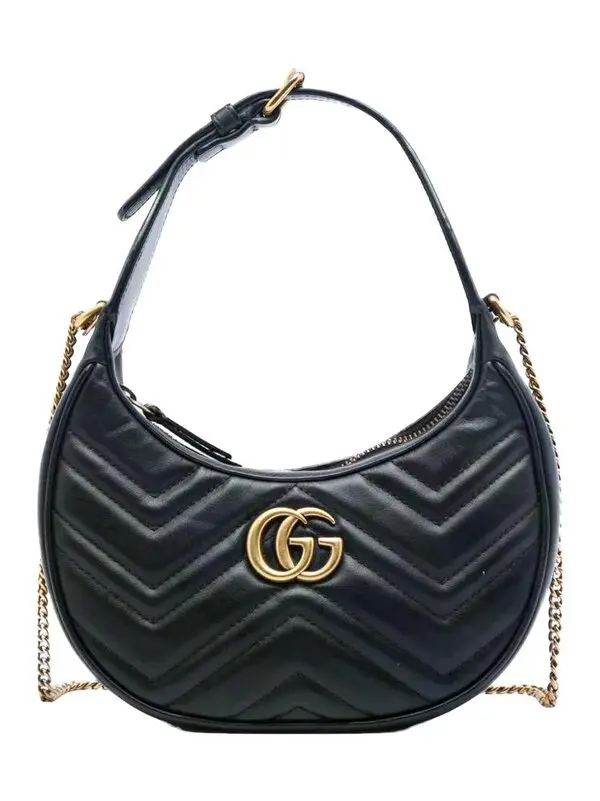 Gucci Matelasse Calfskin Half Moon Bag Satchel - Black