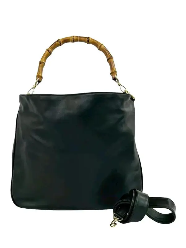 Gucci Calfskin Bamboo Satchel - Black