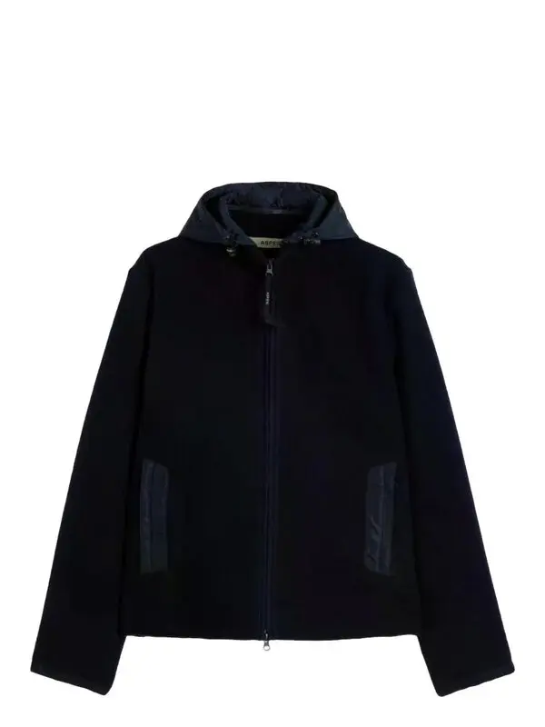 Aspesi Hooded Wool Zip-up Jacket - Blue