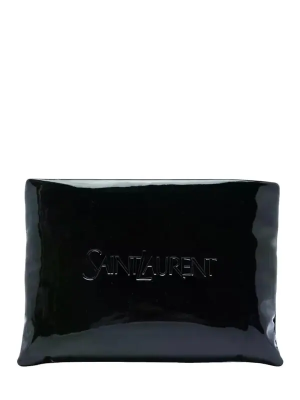 Saint Laurent Patent Puffy Pouch Clutch Bag - Black