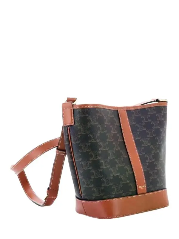 Celine Triomphe Coated Canvas Small Bucket Bag - Brown