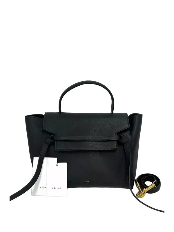 Celine Grained Calfskin Belt Bag Satchel - Black