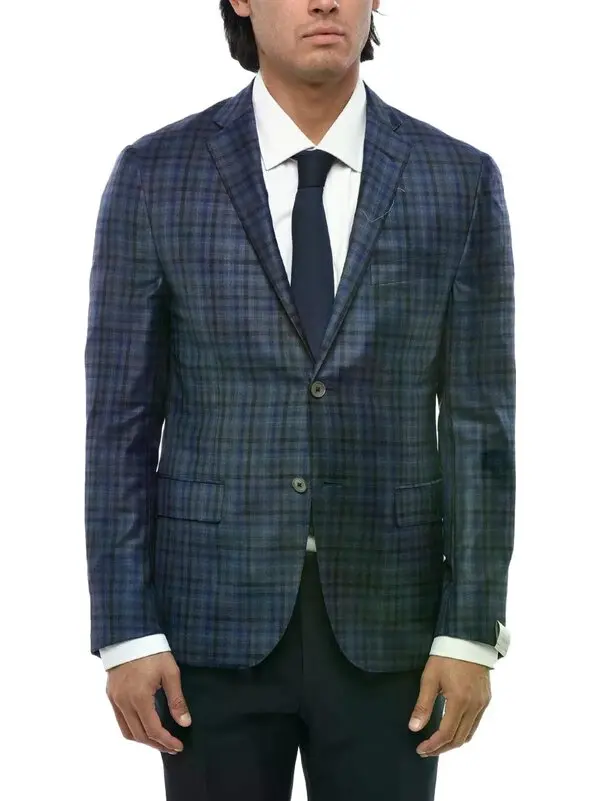 Corneliani Gate Checked Single-breasted Blazer - Blue