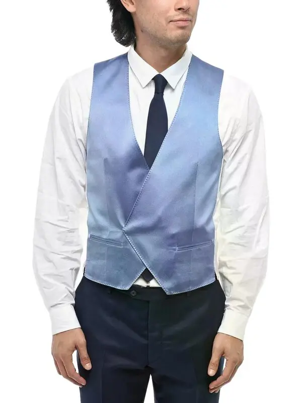 Corneliani Double-breasted Silk Waistcoat - Blue