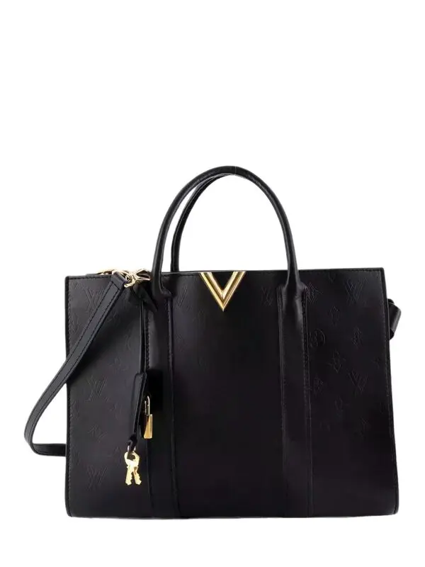 LOUIS VUITTON Monogram Leather Tote Bag - Black