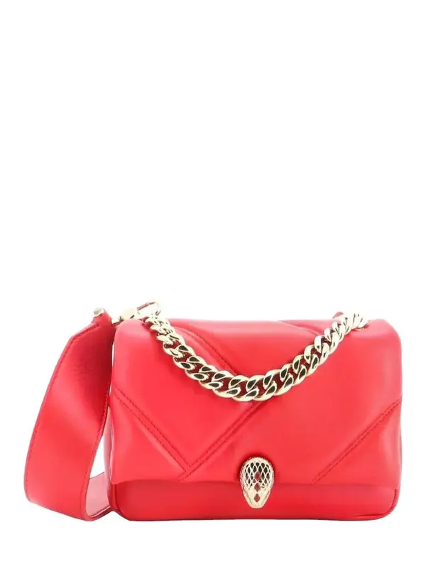 BVLGARI Serpenti Cabochon Diagonal Quilted Leather Mini Shoulder Bag - Red