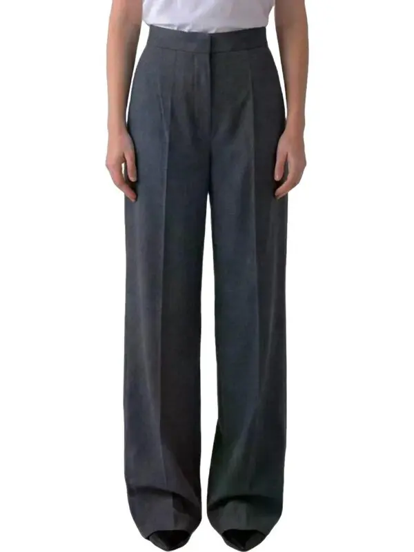 Max Mara Pleated Wool Palazzo Pants - Grey